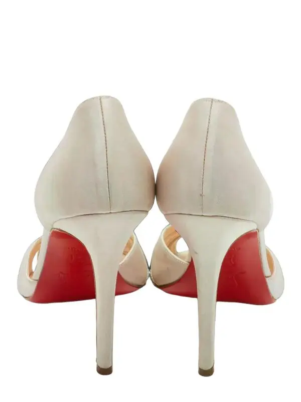 CHRISTIAN LOUBOUTIN Embellished Satin D'orsay Stiletto Pumps - White