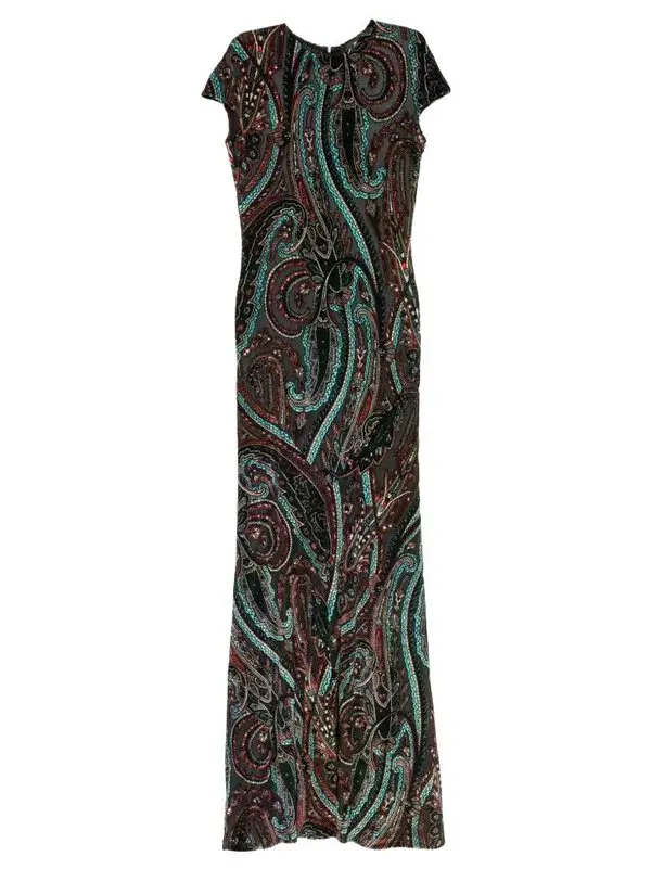 Etro Paisley Print Maxi Dress - Green