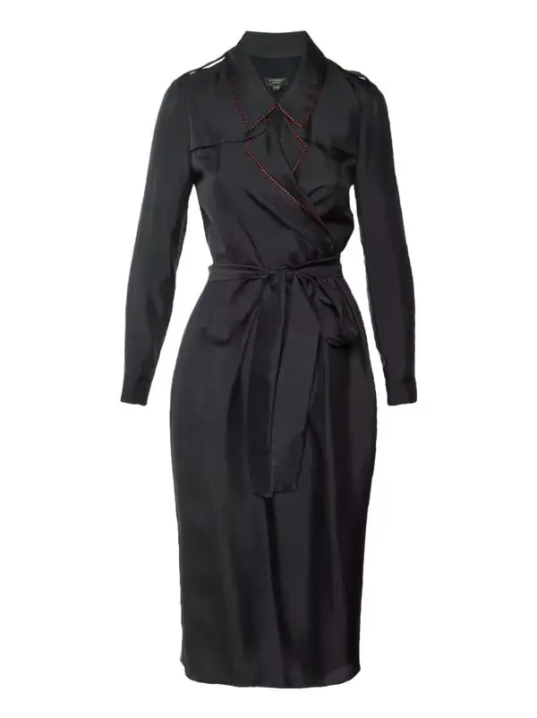 Burberry Contrast-trim Trench Coat - Black