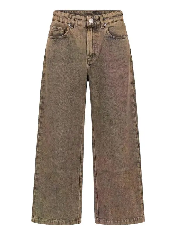 MOORER Acid Wash Wide Leg Jeans - Neutrals