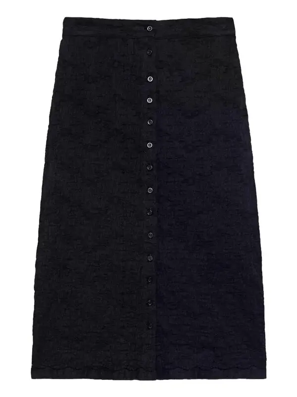 MSGM Button-down Midi Skirt With Crinkled Texture - Black