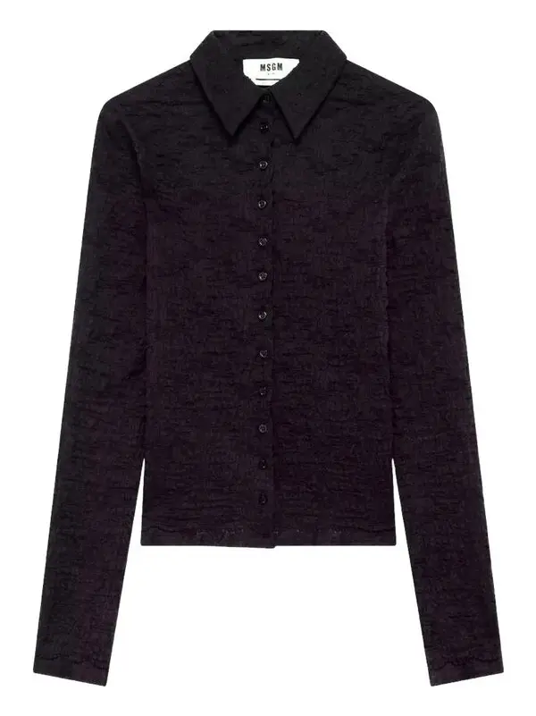 MSGM Crinkled-effect Ruffled Shirt - Black
