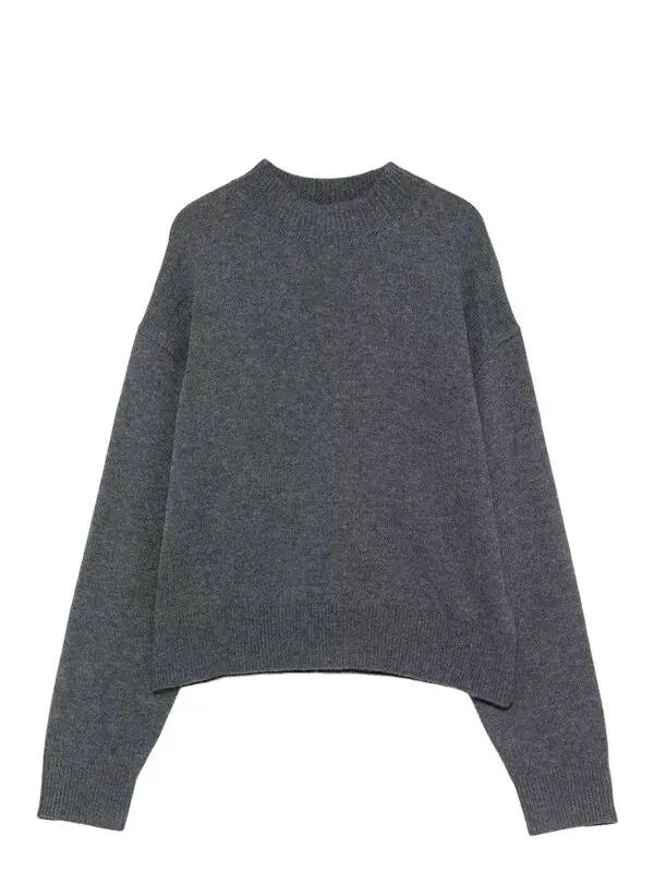 Pinko Ribbed-trim Mock-neck Sweater - Grey