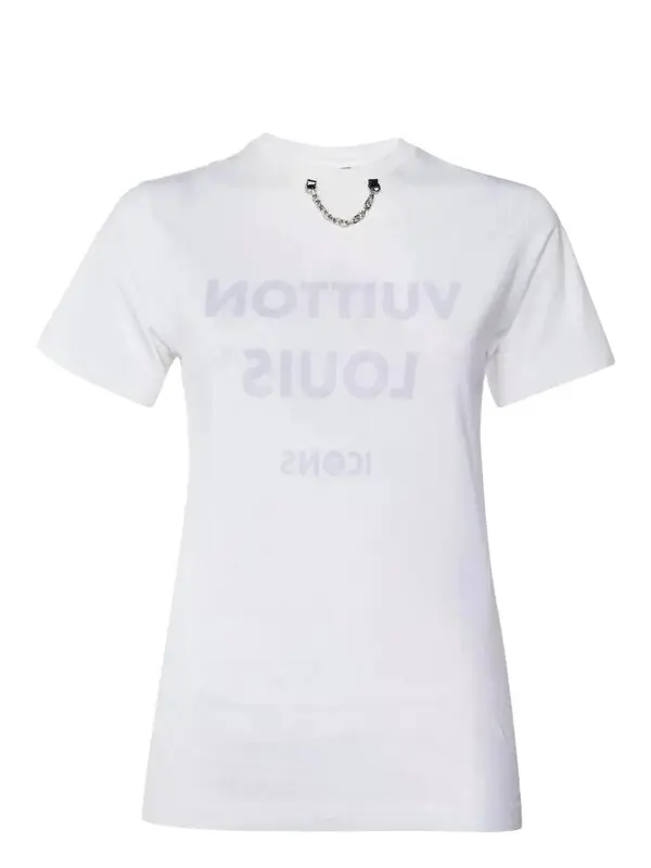 LOUIS VUITTON Chain Detail Logo Print T-shirt - White