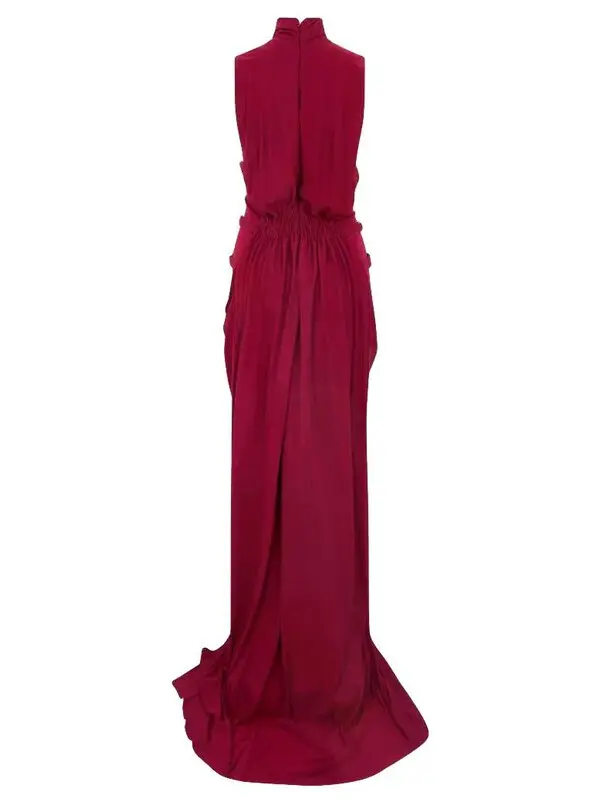 Alberta Ferretti Draped Buckled-strap Maxi Dress - Red