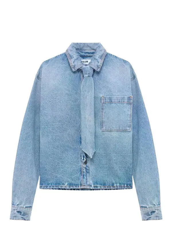 MSGM Neck-tie Denim Shirt - Blue