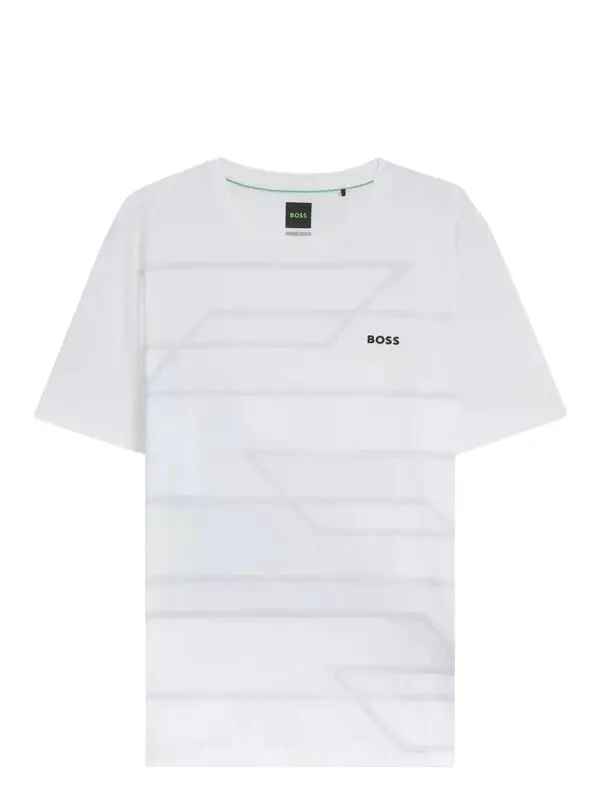 BOSS Geometric-print Logo-detail T-shirt - White