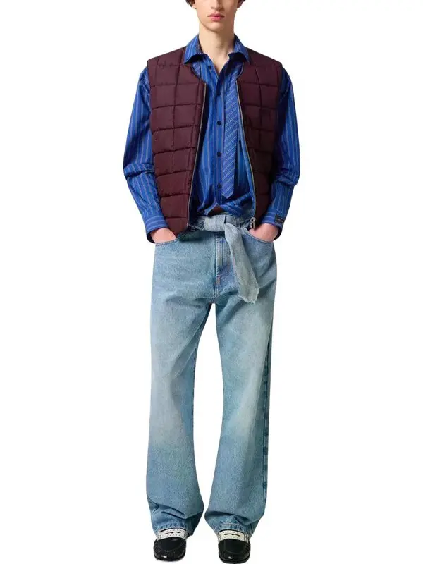 MSGM Light Acid Wash Tie-waist Straight-leg Jeans - Blue