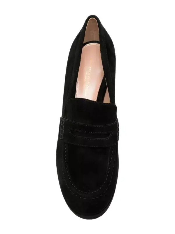 GIANVITO ROSSI Platform Penny Loafers In Suede - Black