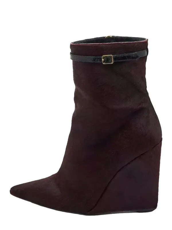LOUIS VUITTON Dark Burgundy Calf Hair Wedge Ankle Boots - Purple