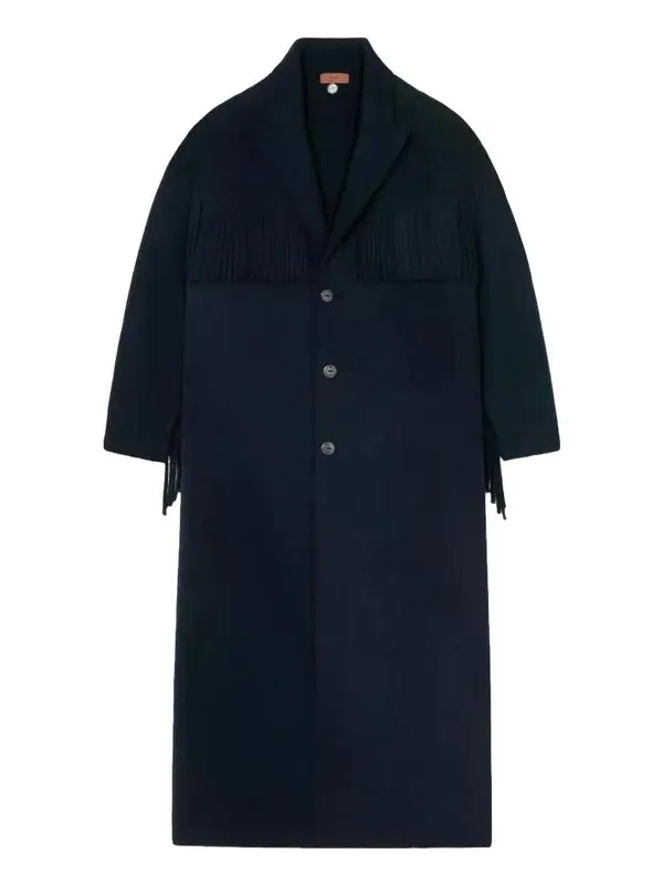 Alanui Spirit Of The West Fringe-detail Coat - Blue