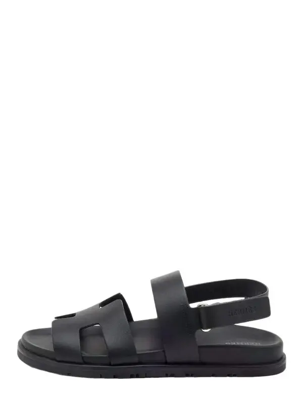 Hermès Leather H-cutout Strap Sandals - Black