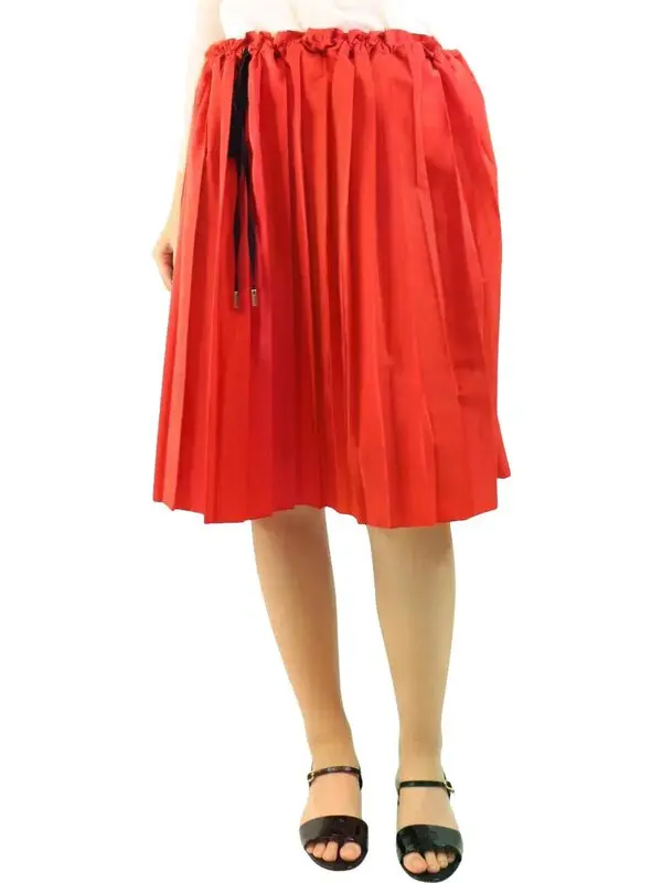 Victoria Beckham Pleated Drawstring Midi Skirt - Red
