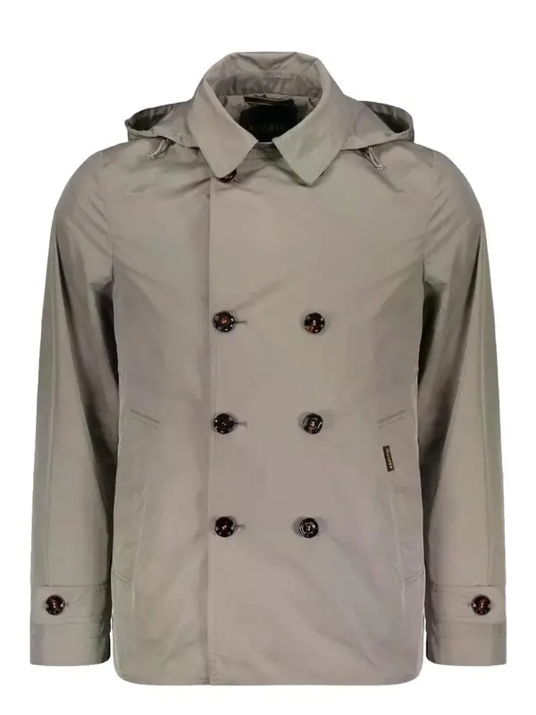 MOORER Double-breasted Hooded Jacket - Grey