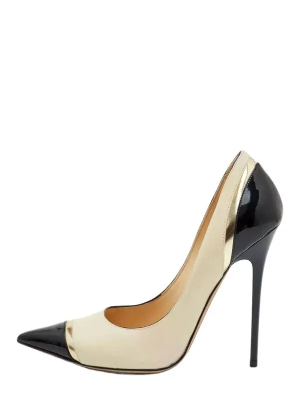 JIMMY CHOO Pointed Toe Pumps With Gold-tone Trim - Neutrals