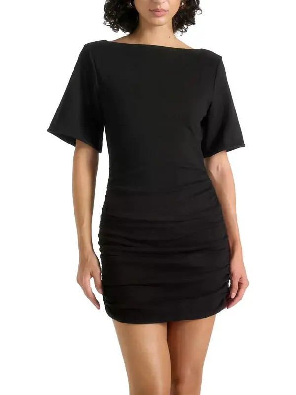 Manière De Voir Ruched Open-back Mini Dress - Black