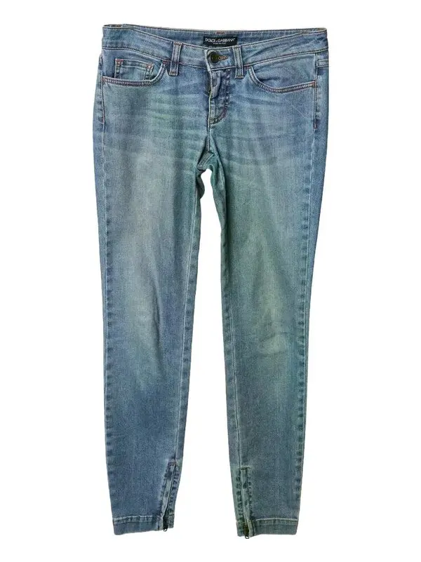 Dolce & Gabbana Washed Denim Zip-detail Jeans - Blue