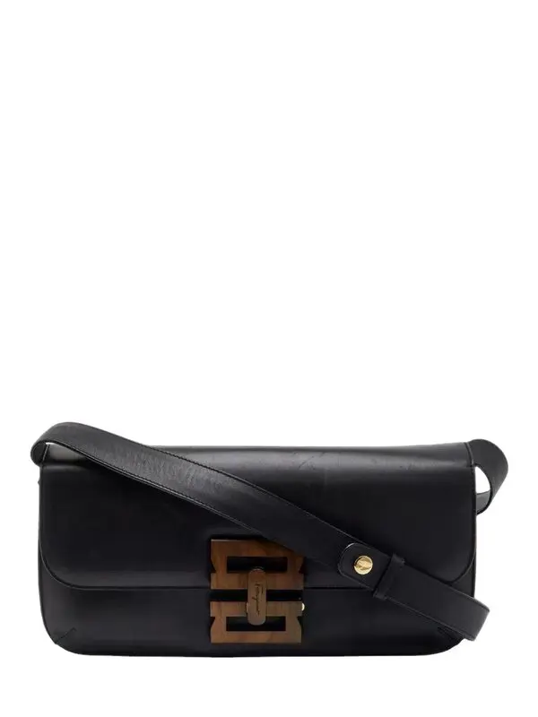 FERRAGAMO Leather Gancini Buckle Shoulder Bag - Black