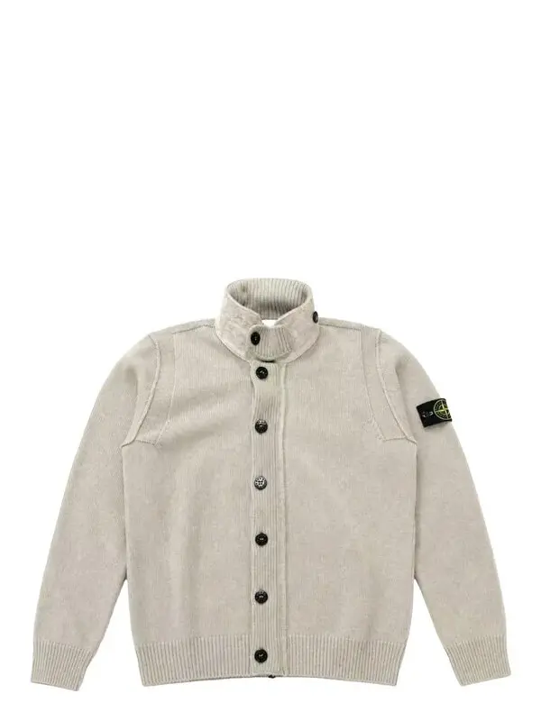 Stone Island Logo Patch Button-up Sweater - Neutrals