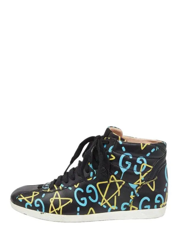 Gucci Ghost Graffiti Print High-top Sneakers - Black