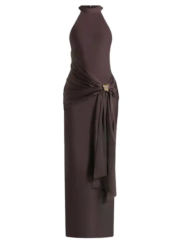 Manière De Voir Halterneck Maxi Dress - Brown