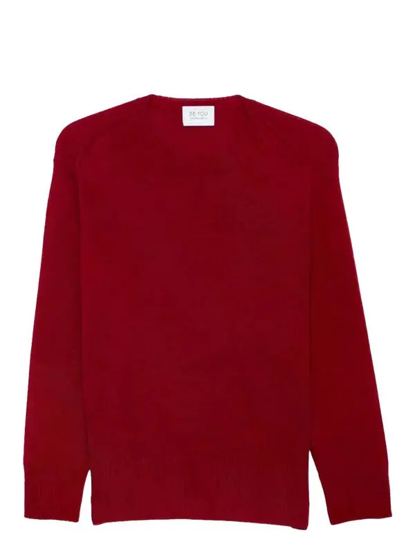 BEYOU Crew Neck Raglan Sleeve Sweater - Red