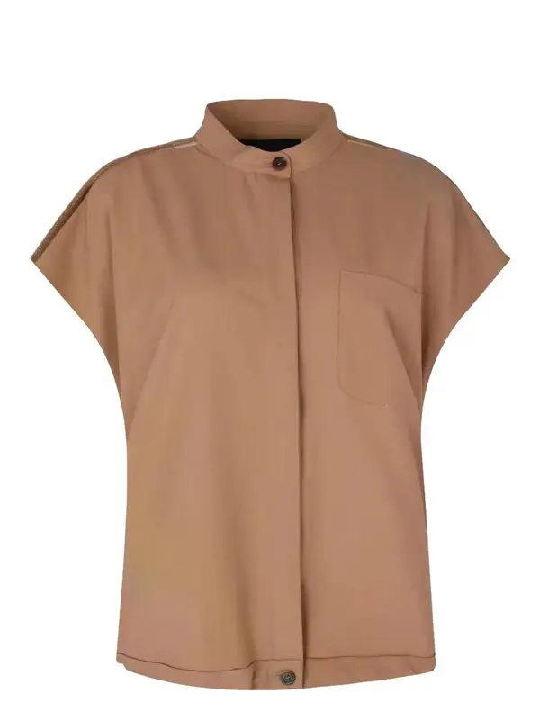 Fabiana Filippi Sleeveless Band Collar Jacket - Brown
