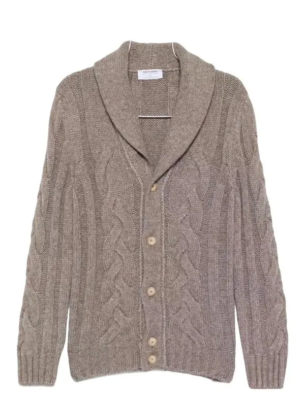 GRAN SASSO Shawl Collar Cable-knit Cardigan - Neutrals