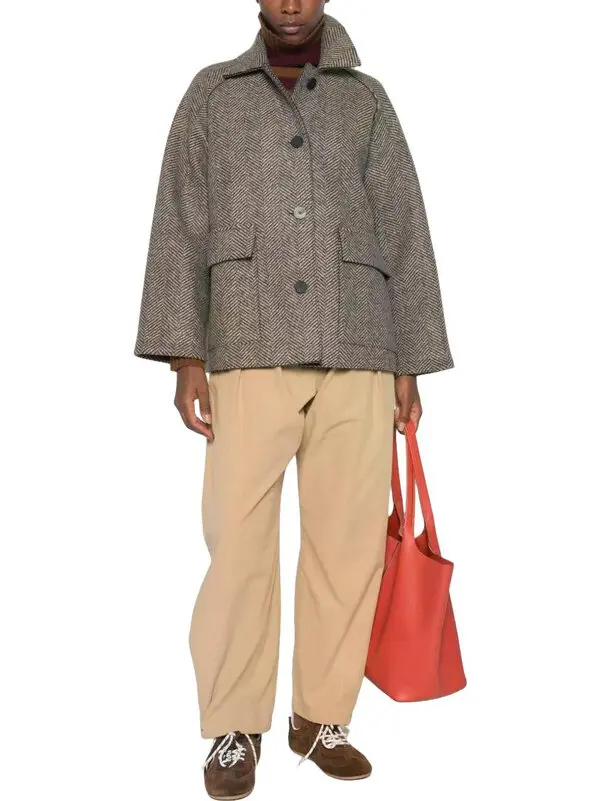 Harris Wharf London Herringbone Pattern Flap-pocket Jacket - Grey