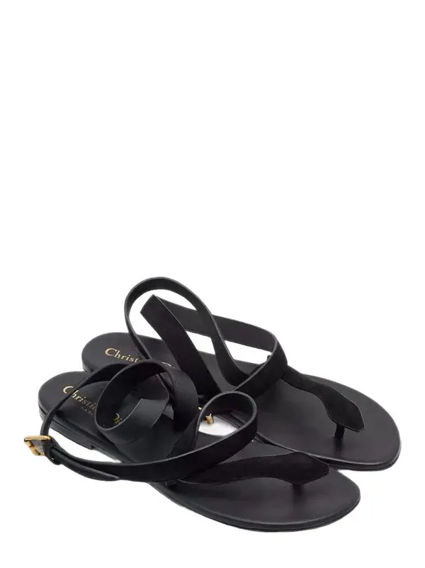 Dior Ankle-wrap Flat Sandals - Black