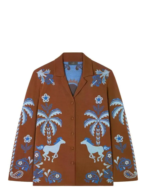 Alanui Jacquard-knit Shirt With Island Motif - Brown