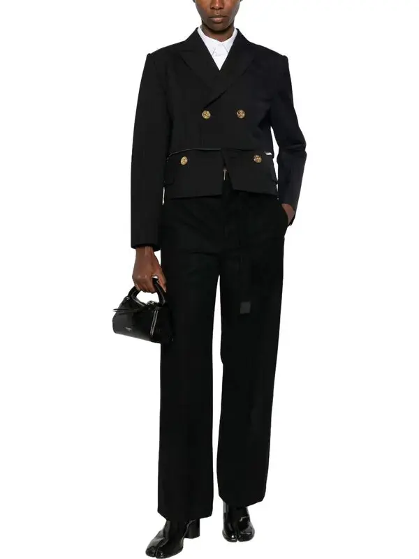 Sacai Belted Wide-leg Trousers - Black