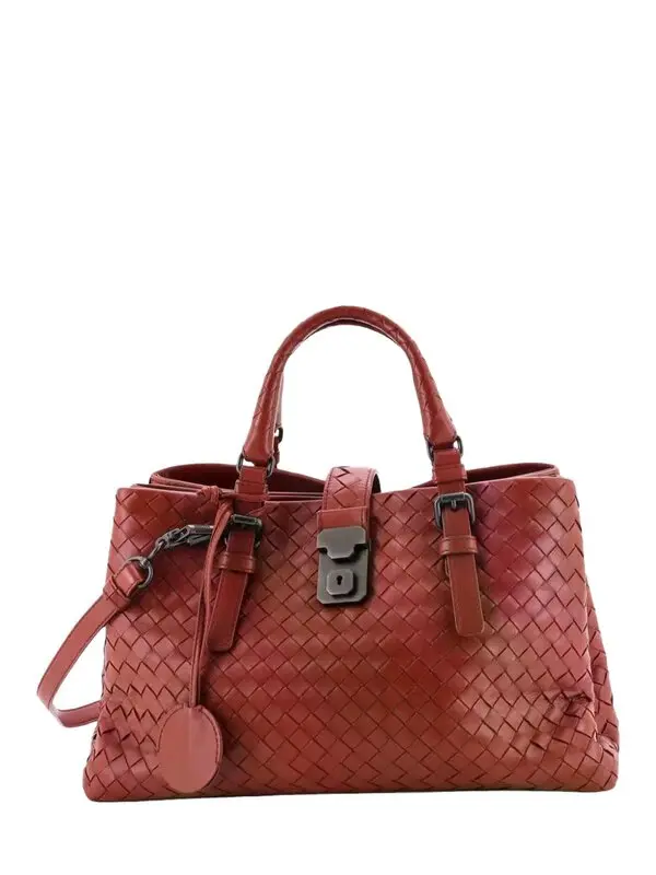 Bottega Veneta Roma Bag Intrecciato Nappa Small Tote Bag - Red