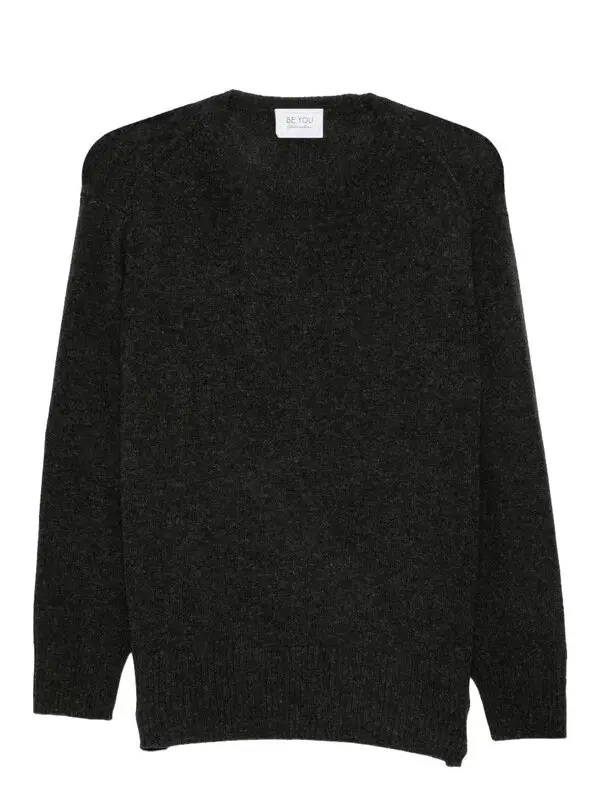 BEYOU Side-slit Sweater - Grey