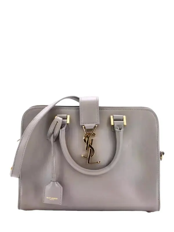 Saint Laurent Monogram Cabas Leather Baby Satchel - Grey