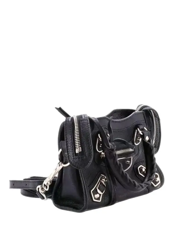 Balenciaga City Classic Metallic Edge Bag Leather Nano Satchel - Black