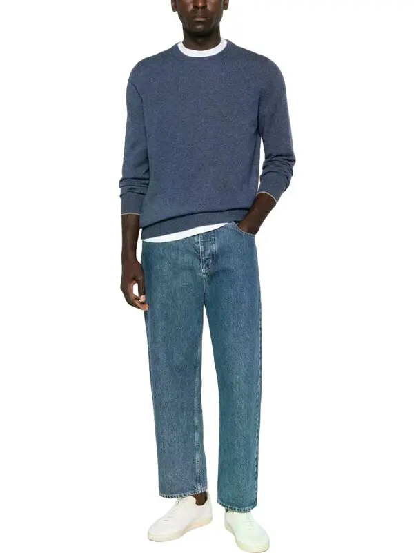 Brunello Cucinelli Crew Neck Long Sleeve Sweater - Blue