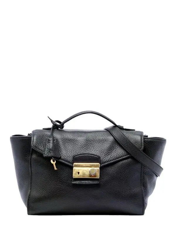 Prada Vitello Daino Soundlock Satchel - Black