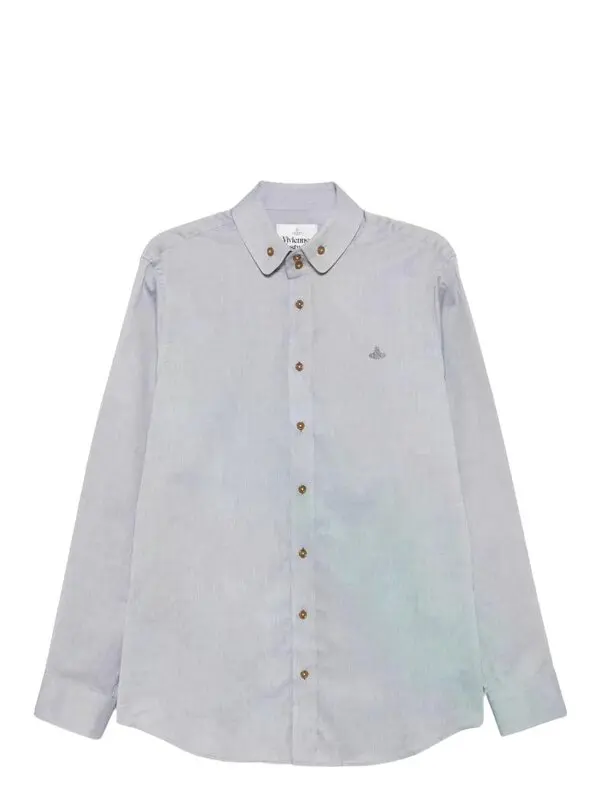 VIVIENNE WESTWOOD Orb-embroidered Button-down Shirt - Blue