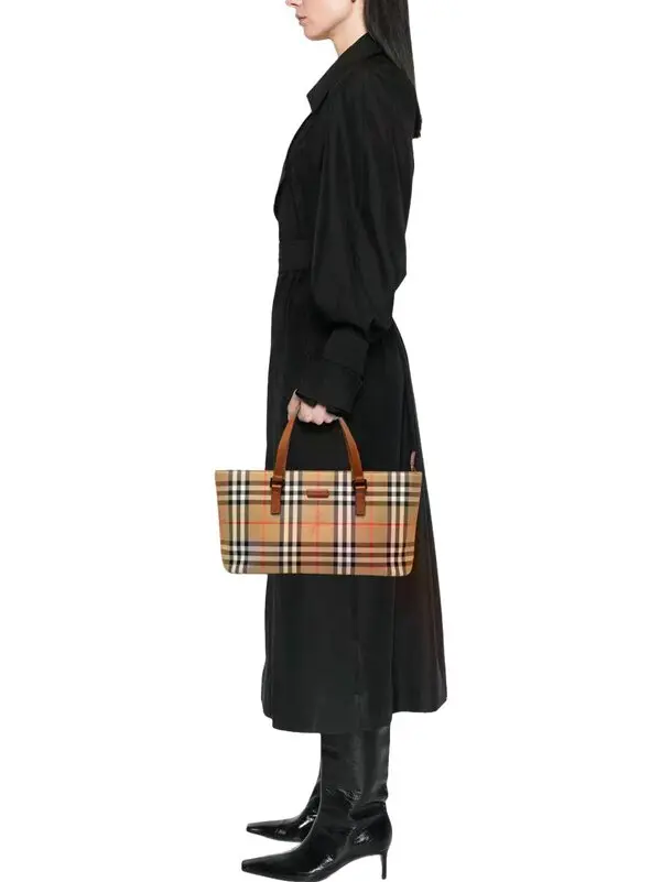Burberry Haymarket Check Canvas Handbag - Neutrals