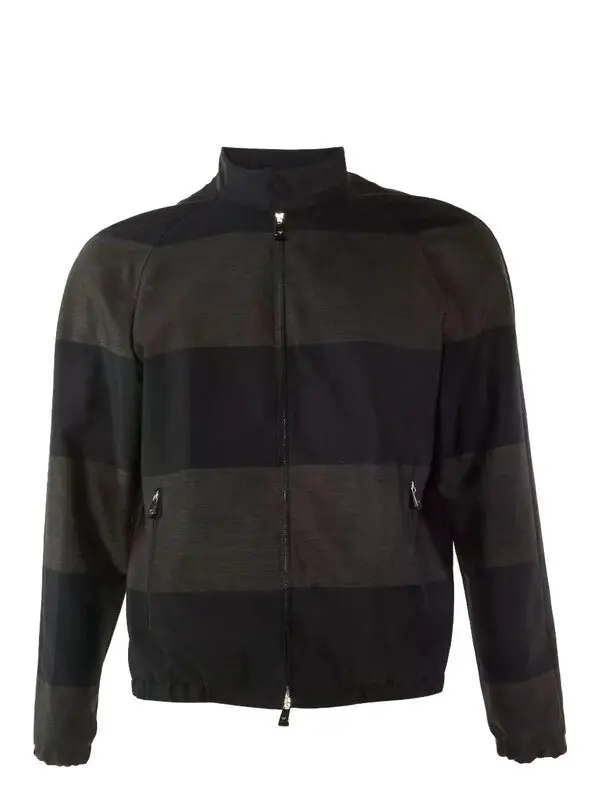 Emporio Armani Striped Zip-up Jacket - Black
