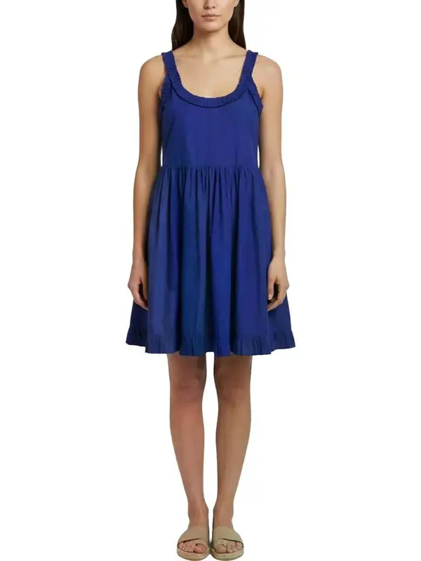 Miu Miu Ruffle Trim Sleeveless Mini Dress - Blue