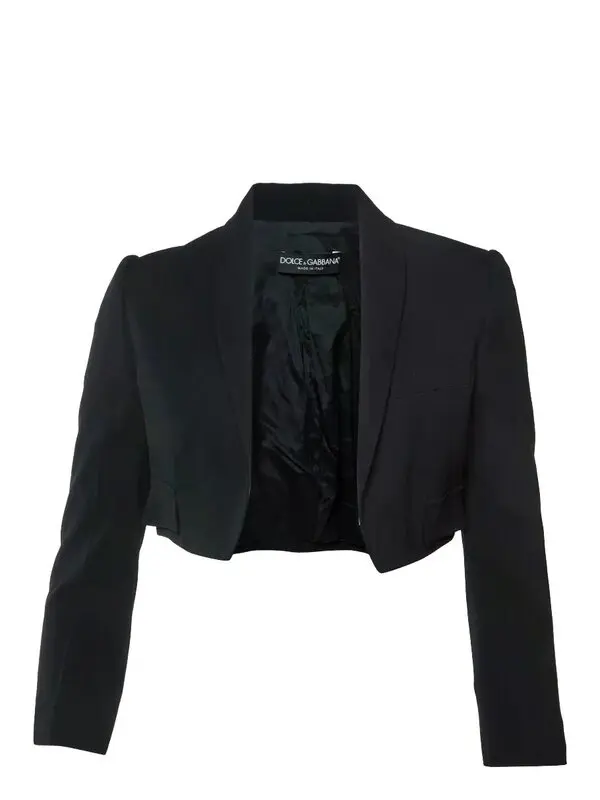 Dolce & Gabbana Crepe Cropped Jacket With Peak Lapels - Black