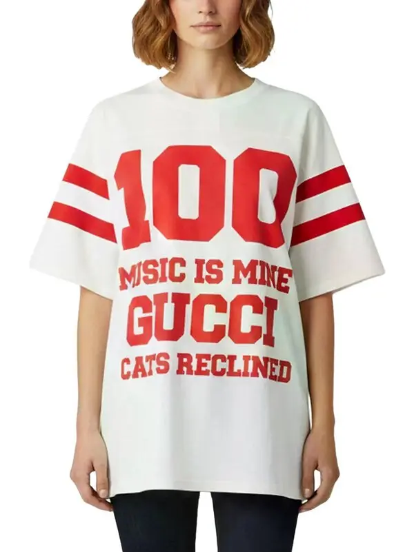 Gucci 100 Slogan Print T-shirt - White