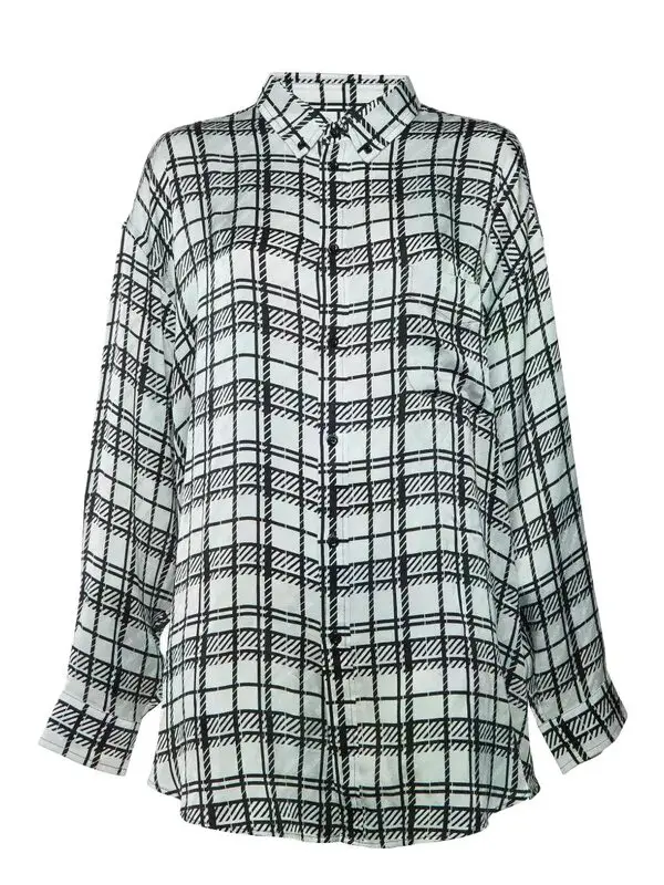 Balenciaga Monogram Plaid Long-sleeve Shirt - White