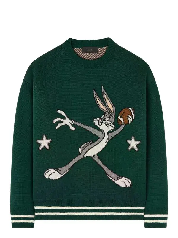 Alanui X Looney Tunes Bugs Bunny Wool Jacquard Sweater - Green
