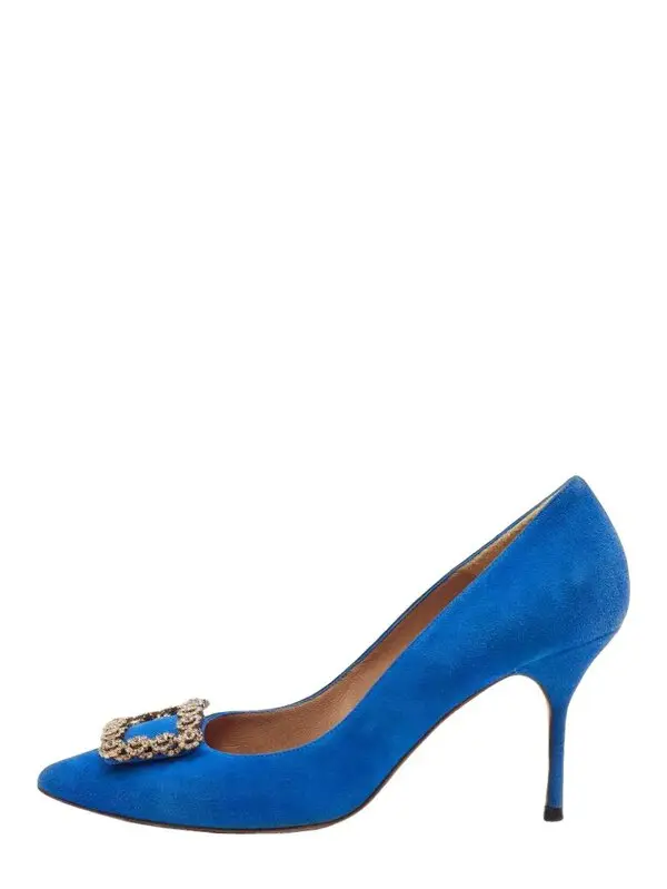 Carolina Herrera Embellished Buckle Pointed-toe Pumps - Blue