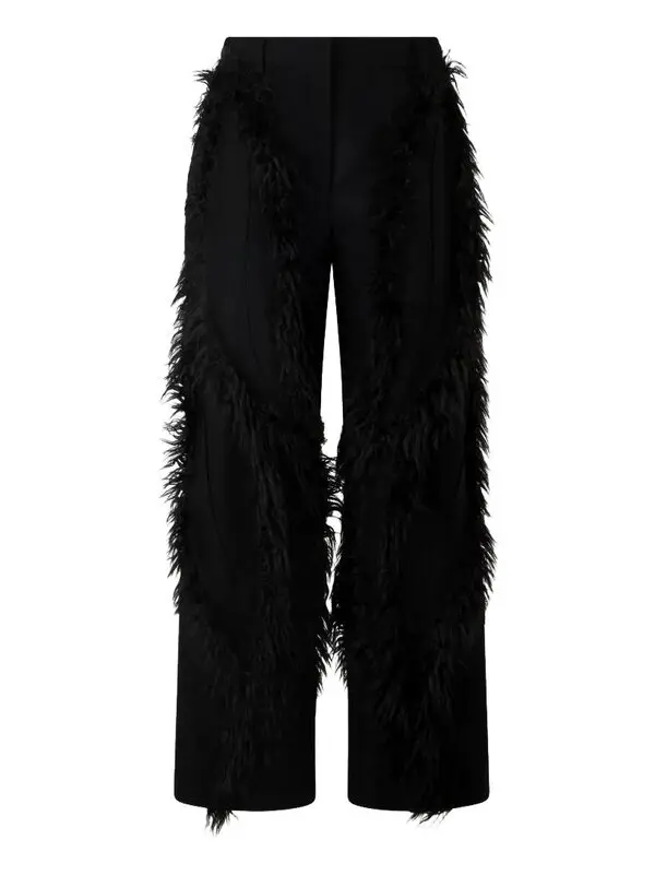Alberta Ferretti Wide-leg Trousers With Frayed Detailing - Black