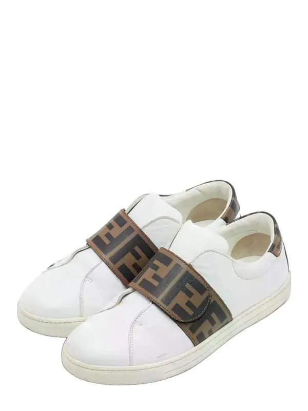 Fendi Ff Motif Touch-strap Sneakers - White