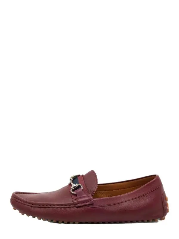 Gucci Leather Horsebit Detail Loafers - Red